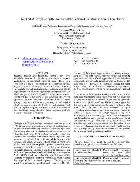 pdf the effect of correlation on the accuracy of the combined classifier in decision level fusion