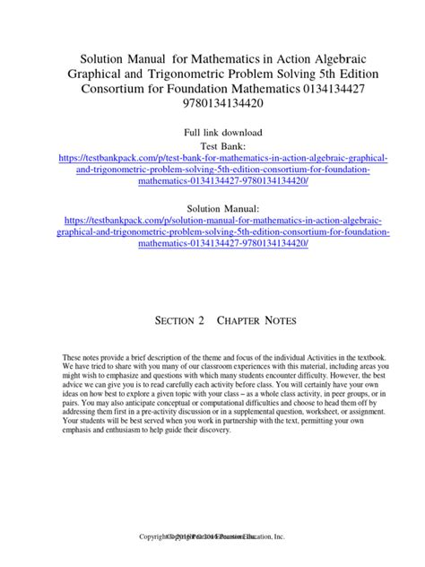 solution manual for mathematics in action algebraic graphical and trigonometric problem solving