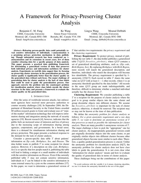 pdf a framework for privacy preserving cluster analysis