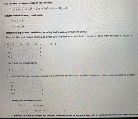 solved find the exact extreme values of the