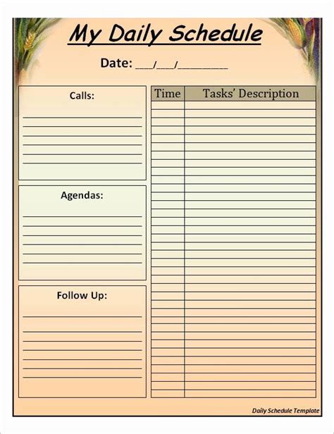 Daily Routine Schedule Template