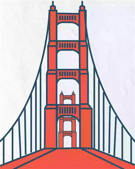 How To Draw The Golden Gate Bridge In Simple Steps