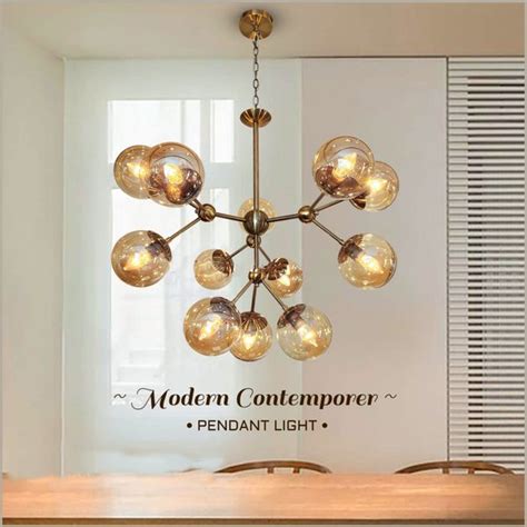 Jual Lampu Hias Gantung MODERN CONTEMPORER CHANDELIER Bola Kaca Warna