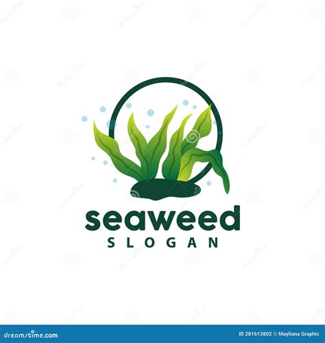 Seaweed Logo Underwater Plant Vector Simple Leaf Design Illustration