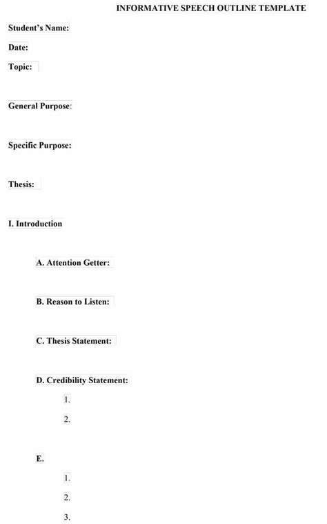 43 Informative Speech Outline Templates Examples Intended For Speech