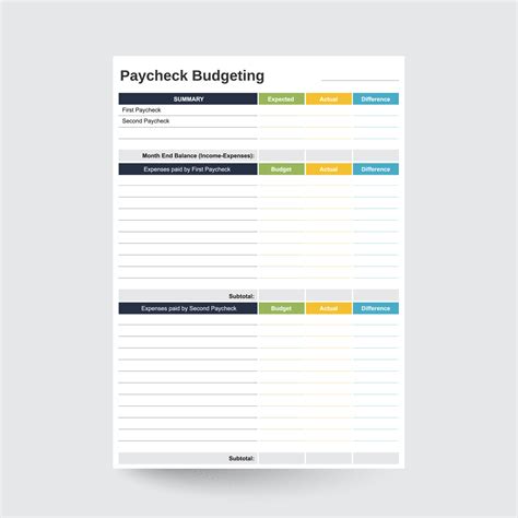 Paycheck Budgeting Worksheet Paycheck Budget Paycheck Tracker Paycheck