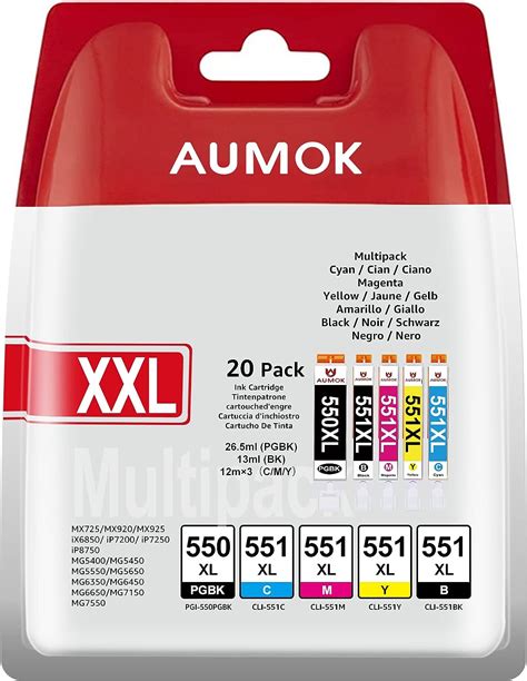 550 551 XL Multipack Patronen Kompatibel für Canon PGI 550 XL CLI 551