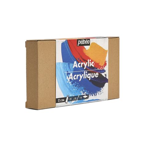 Farby akrylowe Studio z akcesoriami Pébéo 12 kolorów x 20 ml