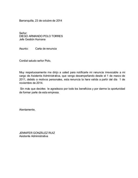 Carta De Renuncia Carta De Renuncia Cartas De Renuncia Ejemplos De