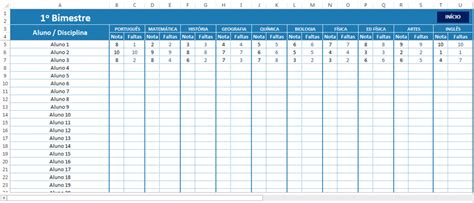 Planilha de Boletim Escolar Baixe Grátis Excel Easy