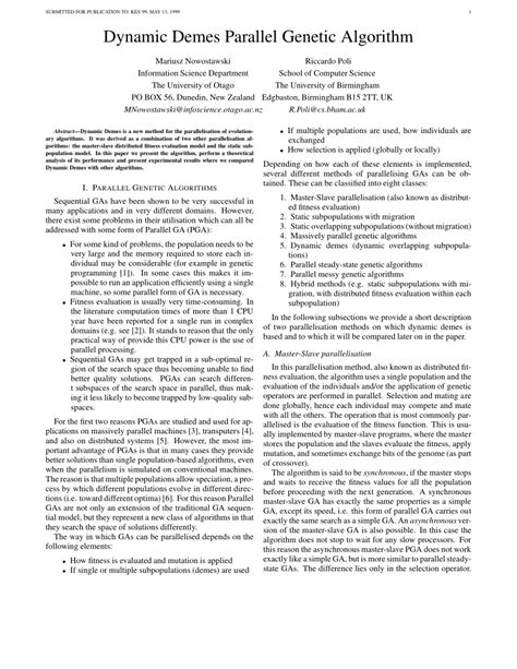 pdf dynamic demes parallel genetic algorithm