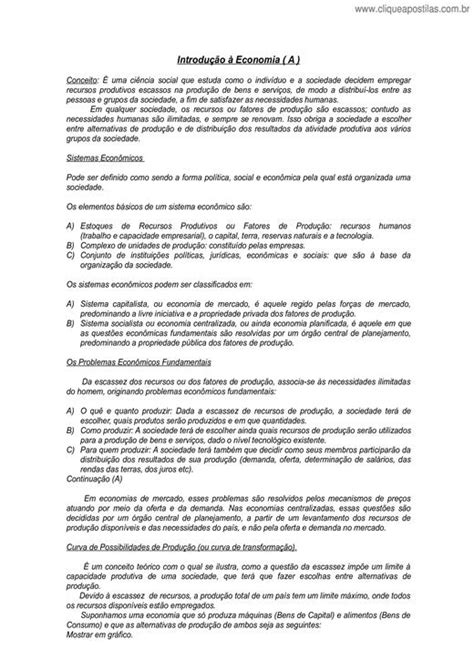 Clique Apostilas Introdução à Economia A