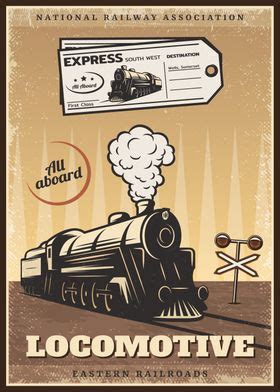 Vintage Locomotive Poster By 3am Displate