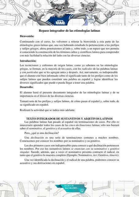 Repaso integrador de las etimologías latinas Rvinsh Shcn uDocz