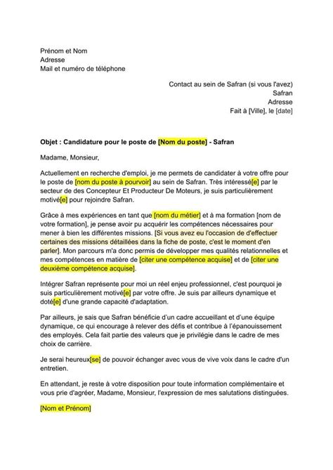 Lettre De Motivation Safran T L Charger Word Gratuit