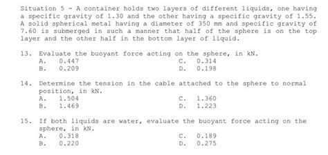 Solved Situation 5 A Container Holds Two Layers Of Chegg