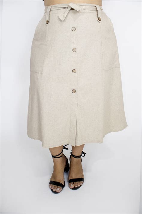Saia Midi De Linho Plus Size Modaliss