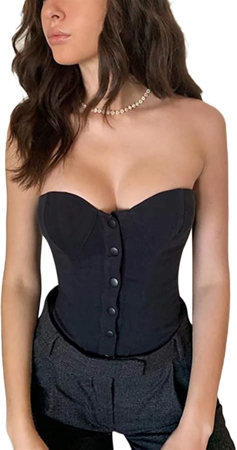 Corsé Tops para mujer sin tirantes sin tirantes hombros descubiertos