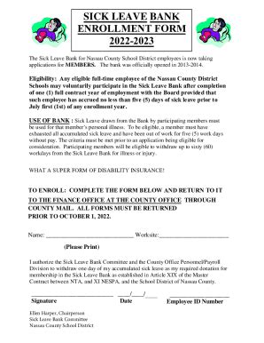 Fillable Online SICK LEAVE BANK ENROLLMENT FORM SharpSchool Fax Email