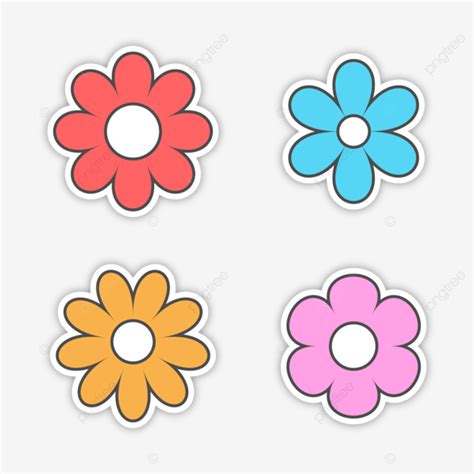 Paket Stiker Bunga Bunga Stiker Pak PNG Dan Vektor Dengan Background