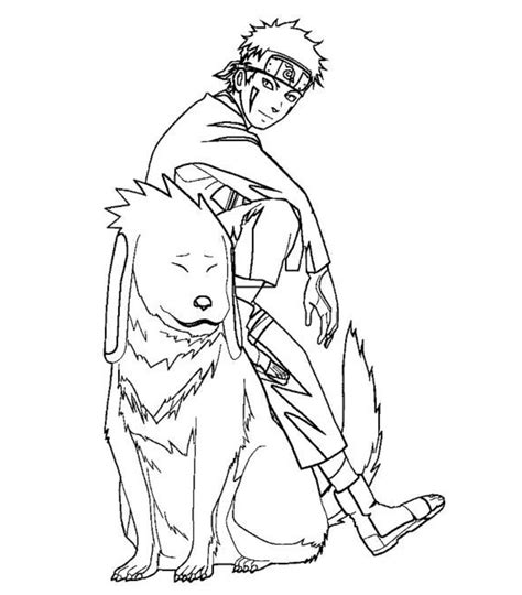 Coloriage Kiba Inuzuka Dessin de Naruto télécharger et imprimer