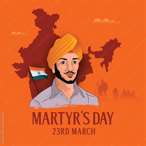 Shaheed Bhagat Singh Sardar Bhagat Singh Martyrs Day Vector