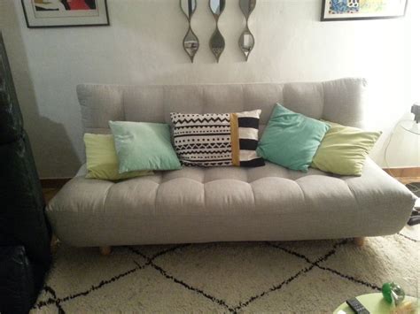 Canap Convertible Design Scandinave Gris Et Ch Ne Yumi Miliboo