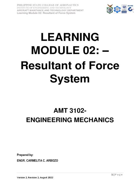 amt 3102 module 02 resultant of force sytem 1st sem 22 23 ccarbozo pdf euclidean vector torque