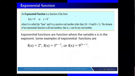 exponential function a youtube