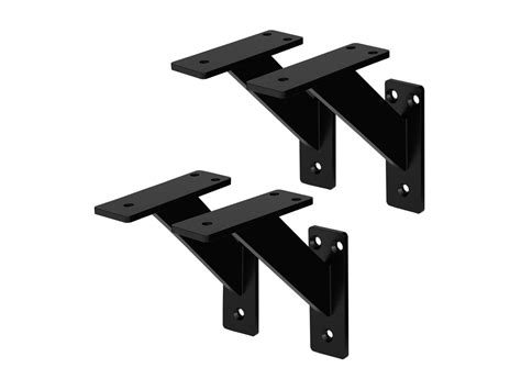 4x Staffa Per Mensola Nero 120 Mm In Alluminio Reggimensola