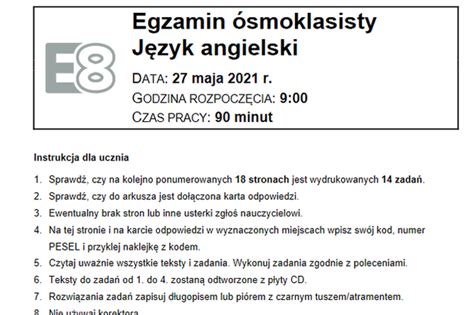 Próbny egzamin ósmoklasisty Operon język angielski 2021 arkusze