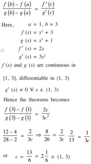 verify cauchy s mean value theorem for the following pairs of functions sarthaks econnect