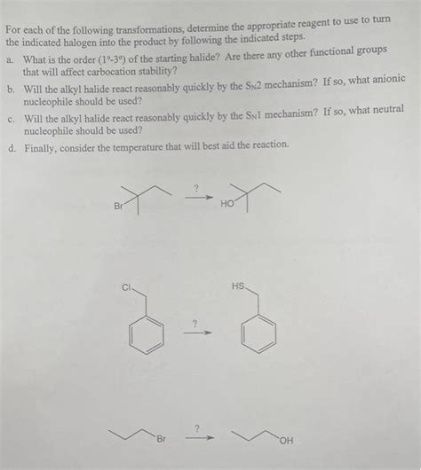 Solved For Each Of The Following Transformations Determ