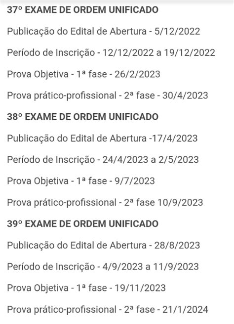 Data PROVA Da OAB 2023 Calendário OAB 2023 OFICIAL 40 OFF