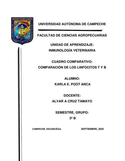 Cuadro Comparativo De Los Linfocitos T Y B Karla E Anca UDocz