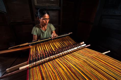 Traditional Loom Weaving A Kalinga Woman In Her Home Making Patterns