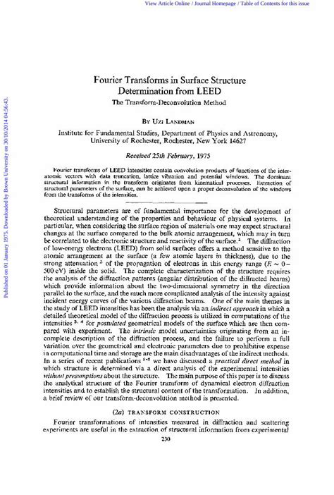 pdf fourier transforms in surface structure determination from leed the transform