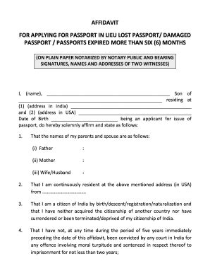 Affidavit Of Lost Passport Fill Online Printable Fillable Blank