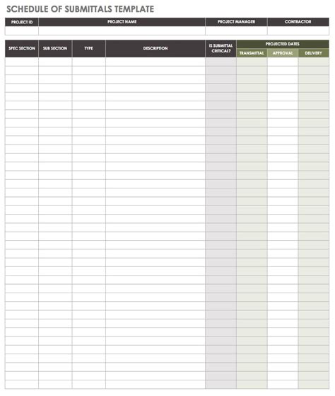 Free Construction Submittal Templates Smartsheet