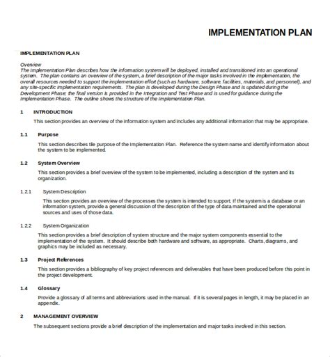 Sample Implementation Plan Free Documents In Pdf Word