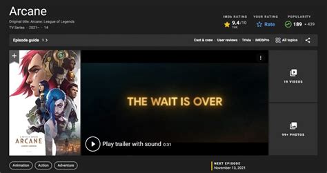 Arcane é a série mais bem avaliada da Netflix no IMDB