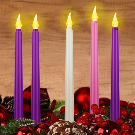 5 Piece Flameless Advent Candle Advent Candle Led Advent Taper Candles