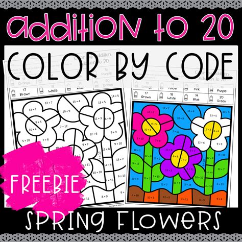 Spring Flowers Addition To Color By Code Freebie Made By Teachers