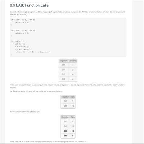 solved 8 9 lab function calls given the following c program