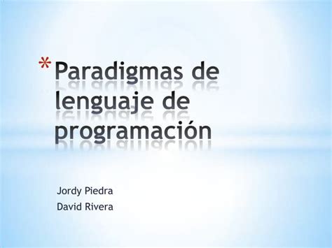paradigmas de lenguaje de programación ppt