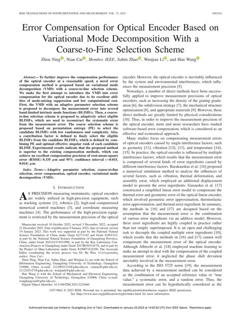 pdf error compensation for optical encoder based on variational mode decomposition with a