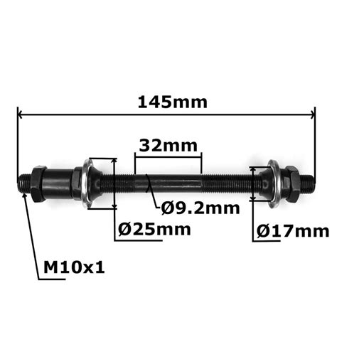 Axe de Roue arrière vélo 10 x 145 mm Creux moyeu écrou rondelle