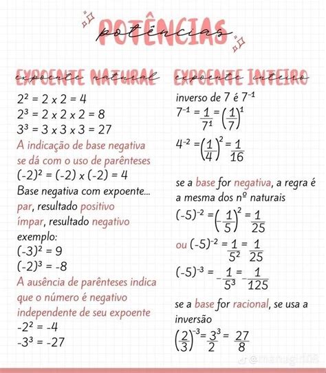 Mapa Mental Sobre Propriedades Da Potencia Artofit