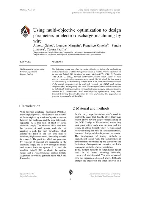 pdf using multi objective optimization to design parameters in electro discharge machining by wire