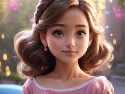 Personaje De Dibujos Animados Hermosa Princesa Linda Chica Foto Premium